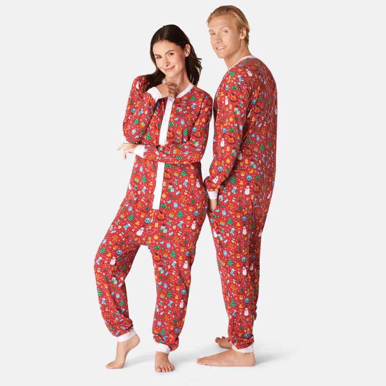 Kerst Dromen Overall Kerst Pyjama voor Dames – Rood - KersttruiWinkel.nl
