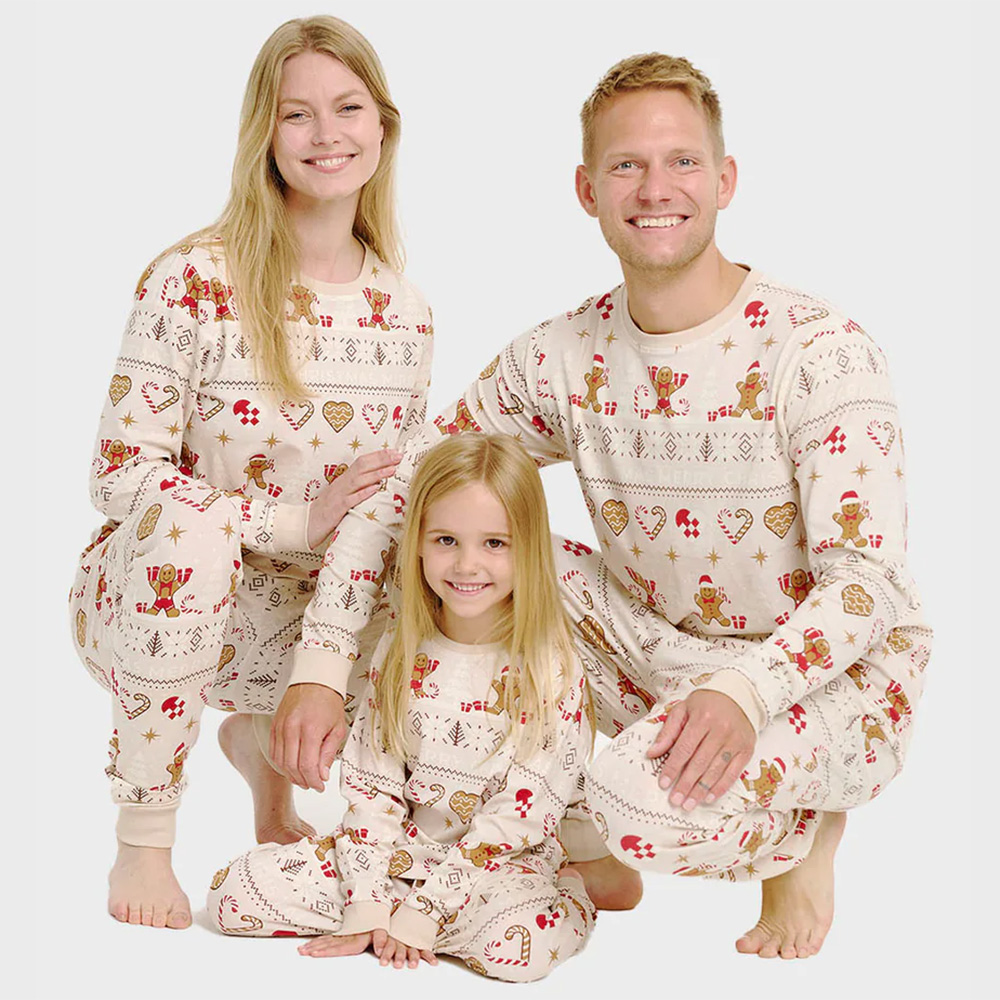 Kerstpyjama Heren - Koekemannetjes Gingerbread Man - Beige met Rood ...